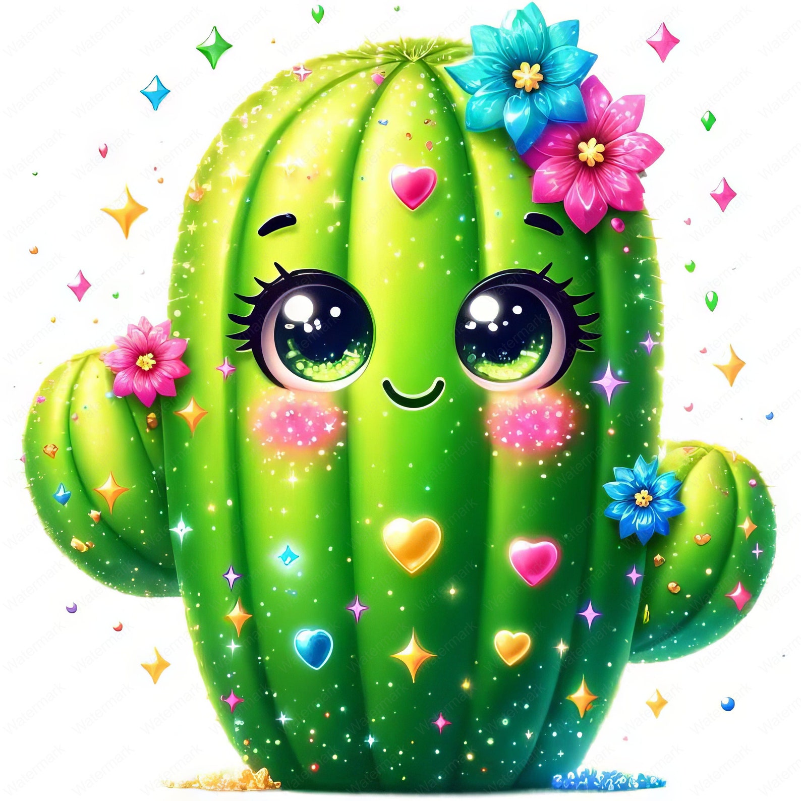 Cute Sparkling Cactus Clipart 10 High-quality Designs Desert Art ...