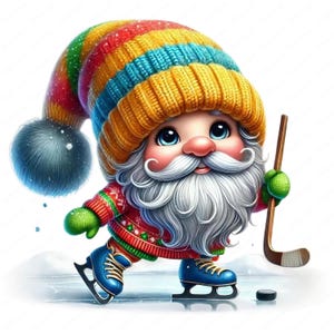 Hockey Gnome Clipart | Winter Gnome Ice Skating Clipart Bundle | 10 ...