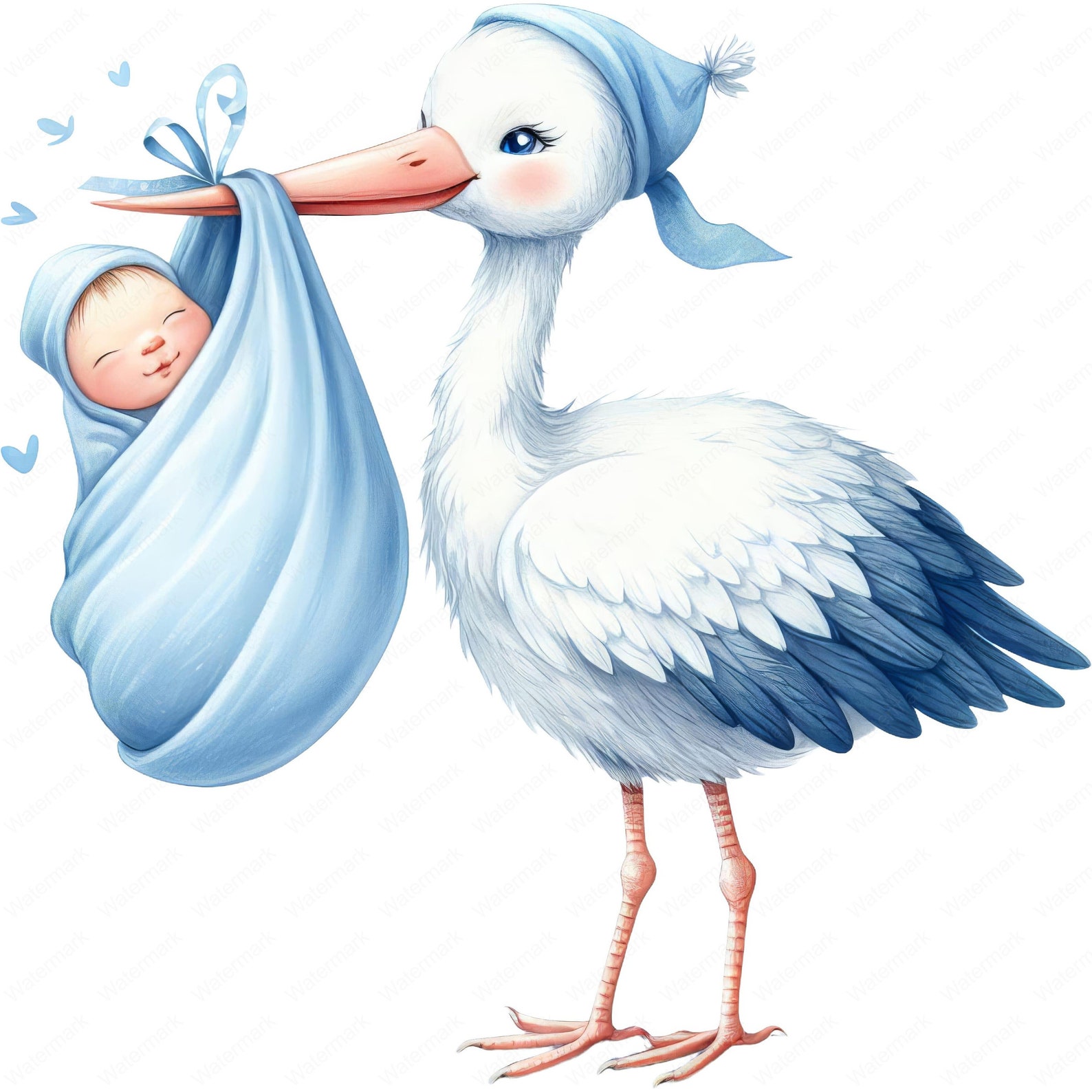 Stork Baby Boy Clipart Bundle | Baby Shower Art (digital Download) - Etsy