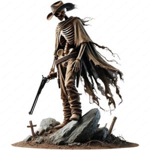 Skeleton Cowboy Clipart: Western Horror Art (digital Download) - Etsy
