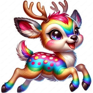 Rainbow Deer Clipart | Colorful Rainbow Deer Clipart Bundle | 10 High ...