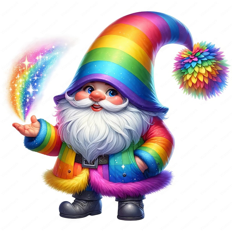 Rainbow Gnome Clipart Bundle: Fantasy Art Printables (digital Download ...