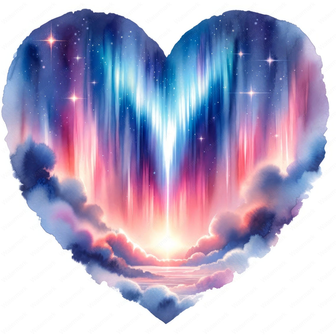 Aurora Heart Clipart: Northern Lights Design (digital Download) - Etsy