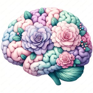 Floral Brain Clipart | Clipart Bundle | 10 High-quality Designs | Wall ...