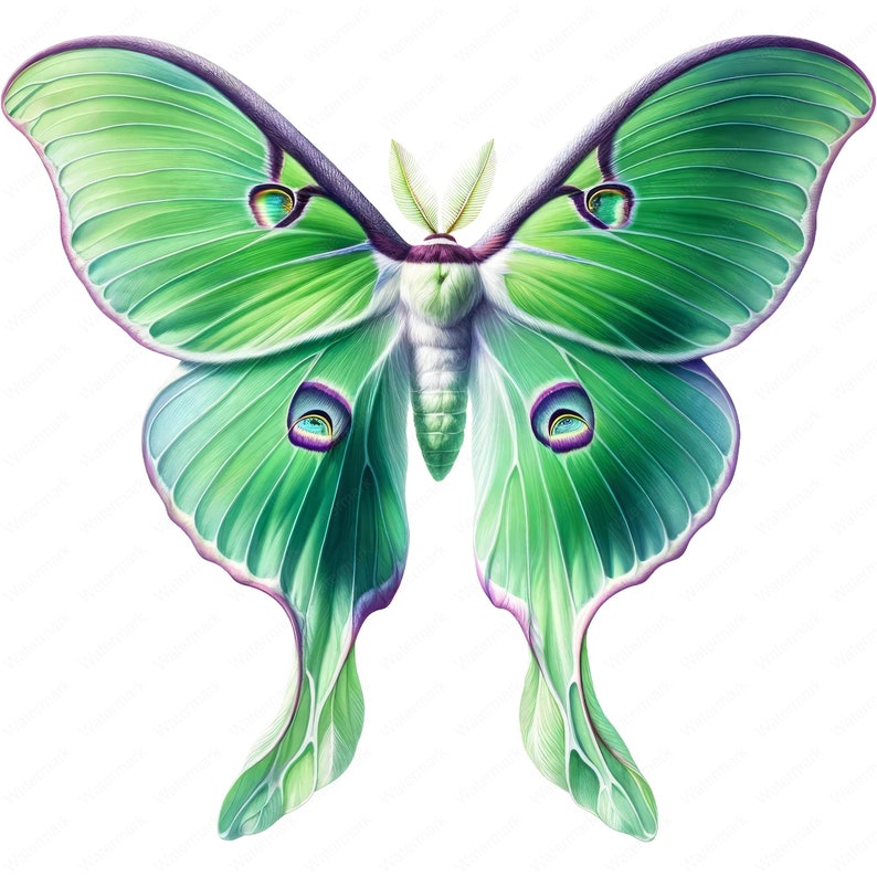 Elegant Luna Moth Clipart Bundle | Commercial Butterfly Art (digital ...