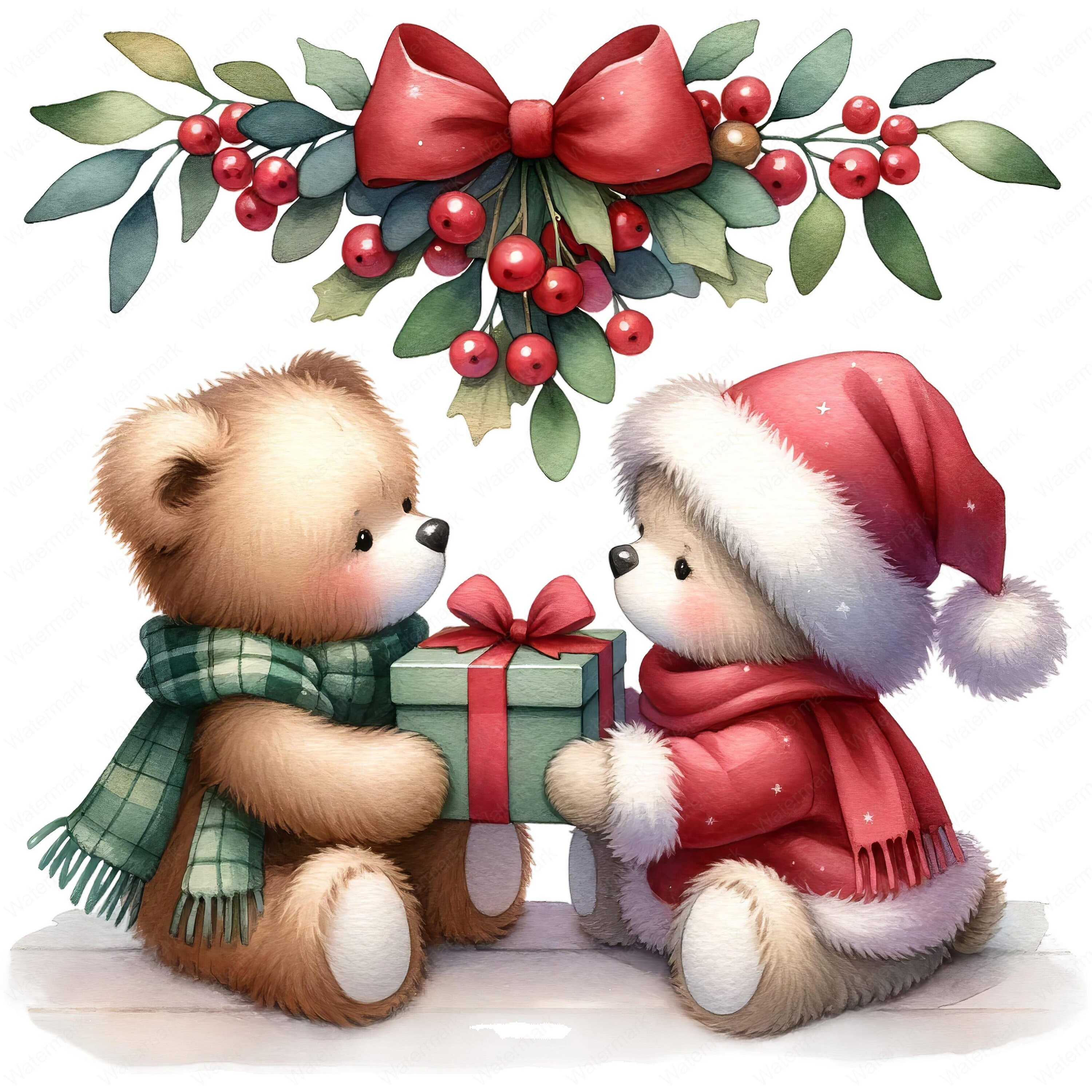 Christmas Teddy Bear Clipart Bundle: Holiday Art Designs (digital ...