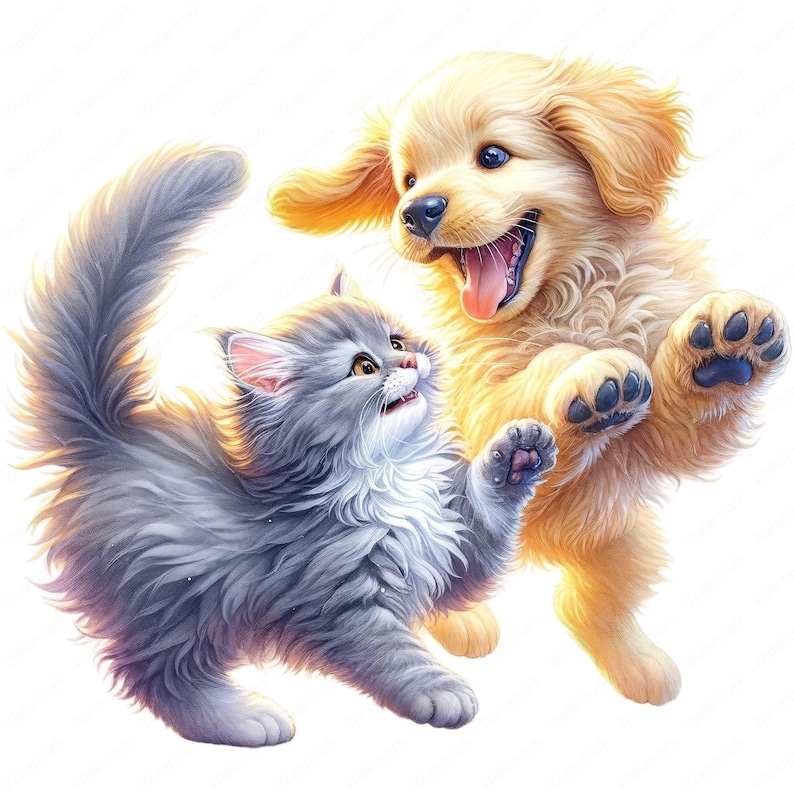 Cat & Dog Friendship Clipart Bundle | Pet Art (digital Download) - Etsy ...