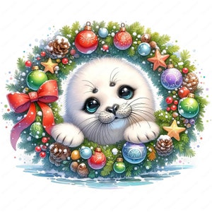 Christmas Baby Seal Clipart: Festive Marine Art (digital Download) - Etsy