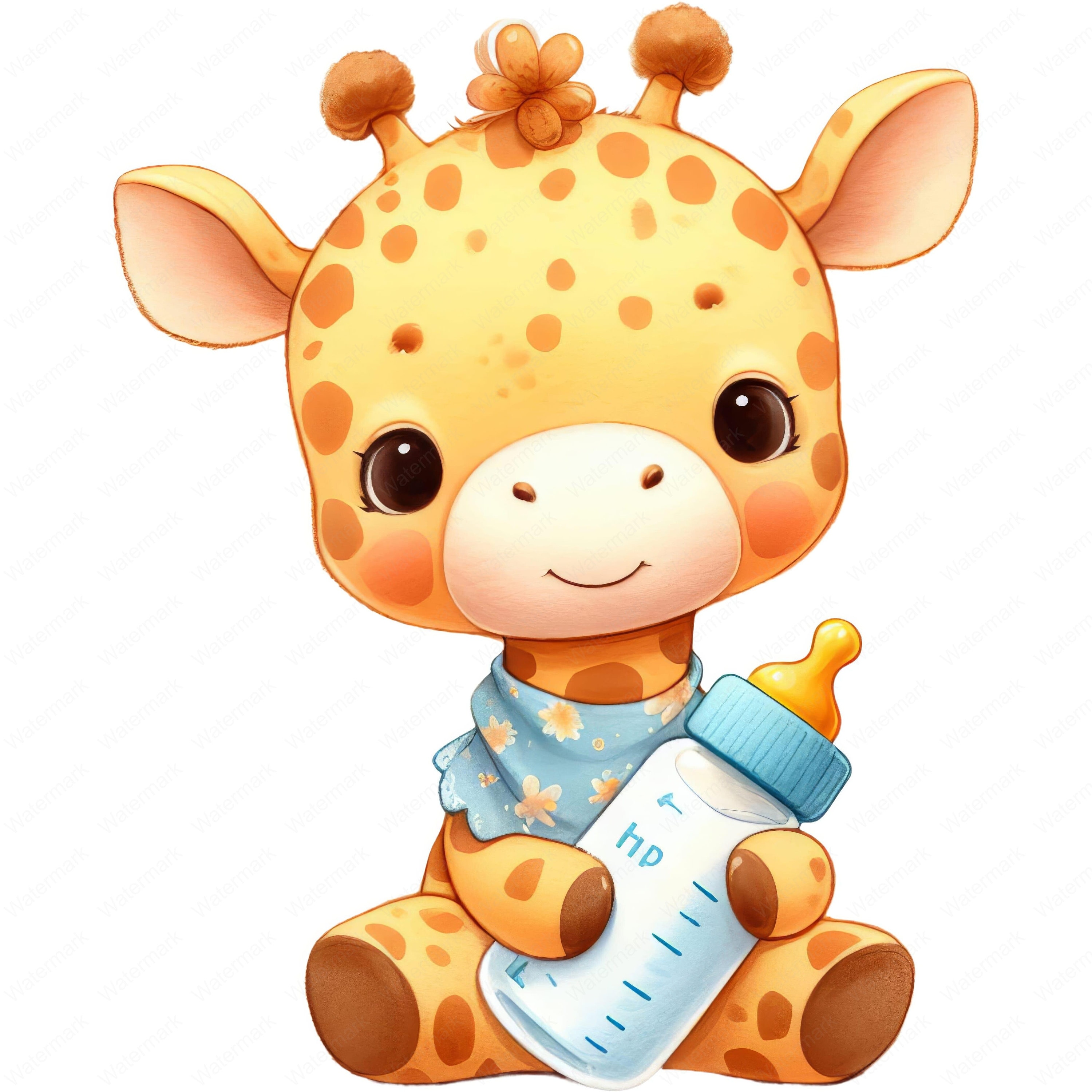 Blue Baby Giraffe Cartoon