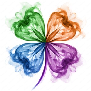 Ethereal Smoke Clover Clipart: Colorful Flower PNG Bundle (digital ...