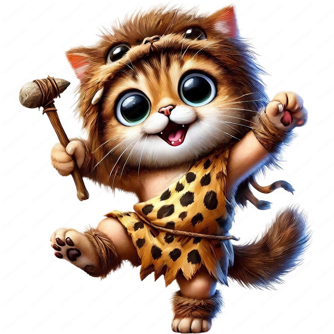 Caveman Clipart | Adorable Cat Clipart Bundle | 10 High-quality Designs ...