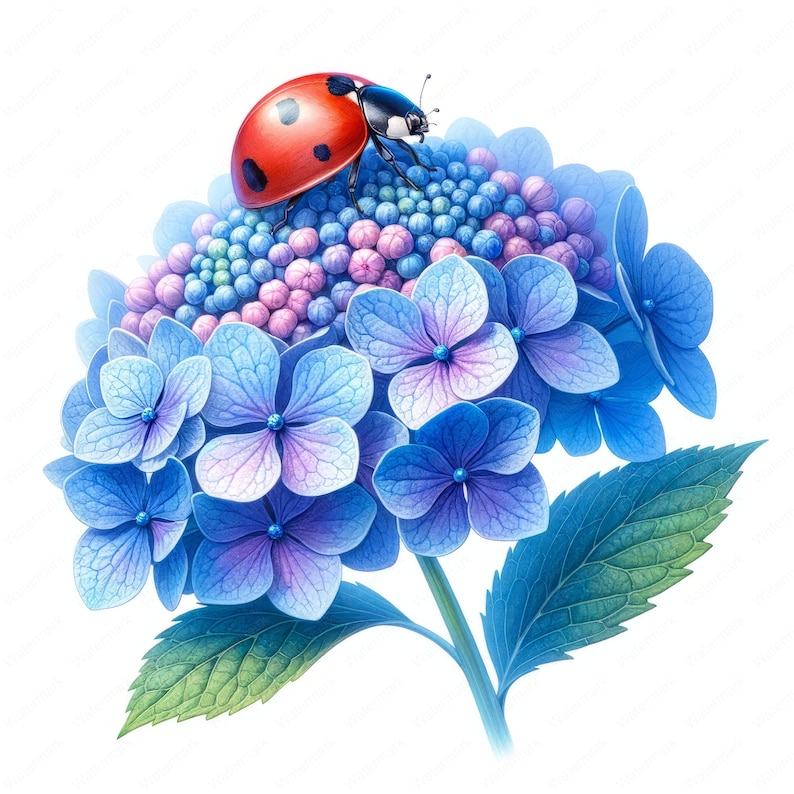 Ladybug and Flower Clipart Bundle: Garden Art Designs (digital Download ...