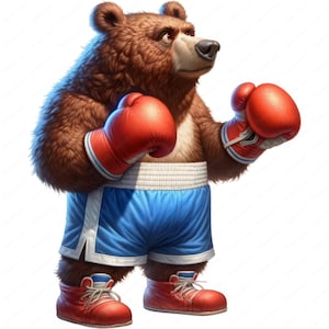 Boxing Bear Clipart: Sports Art Printables (digital Download) - Etsy
