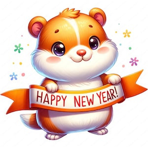 Happy New Year Clipart | Adorable Animal Clipart Bundle | 10 High ...