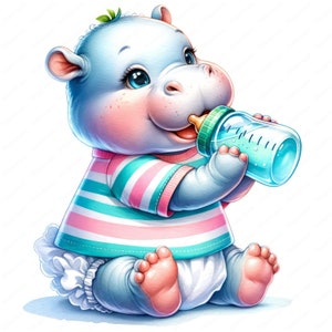 Baby Hippo Clipart Clipart Bundle 10 Adorable Images Animal Art Crafts ...