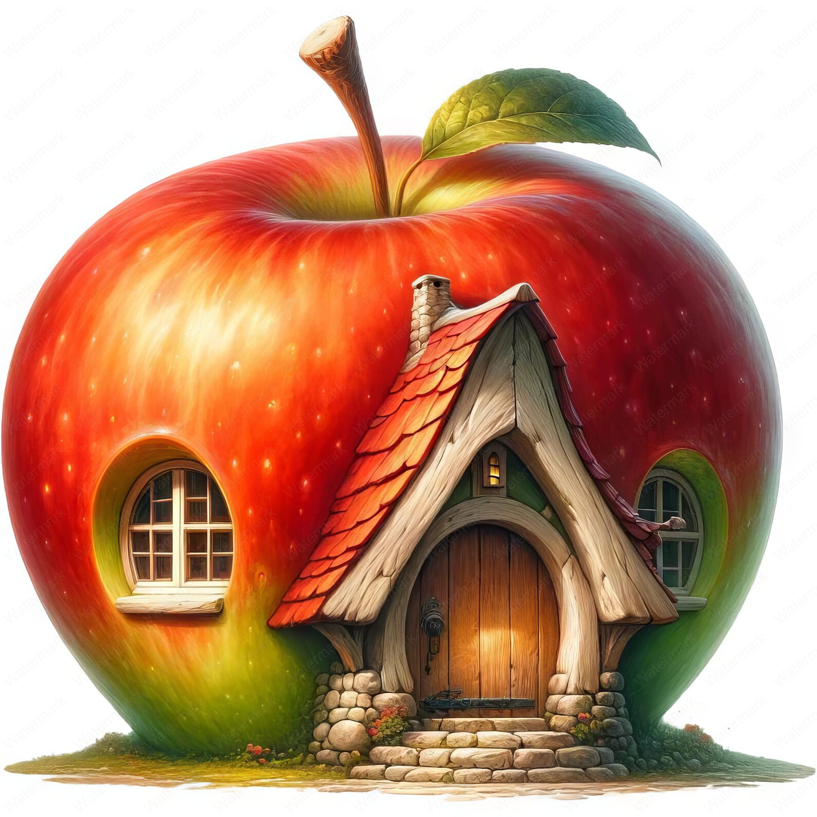 Enchanting Apple House Clipart Bundle: Fantasy Art Printables ...