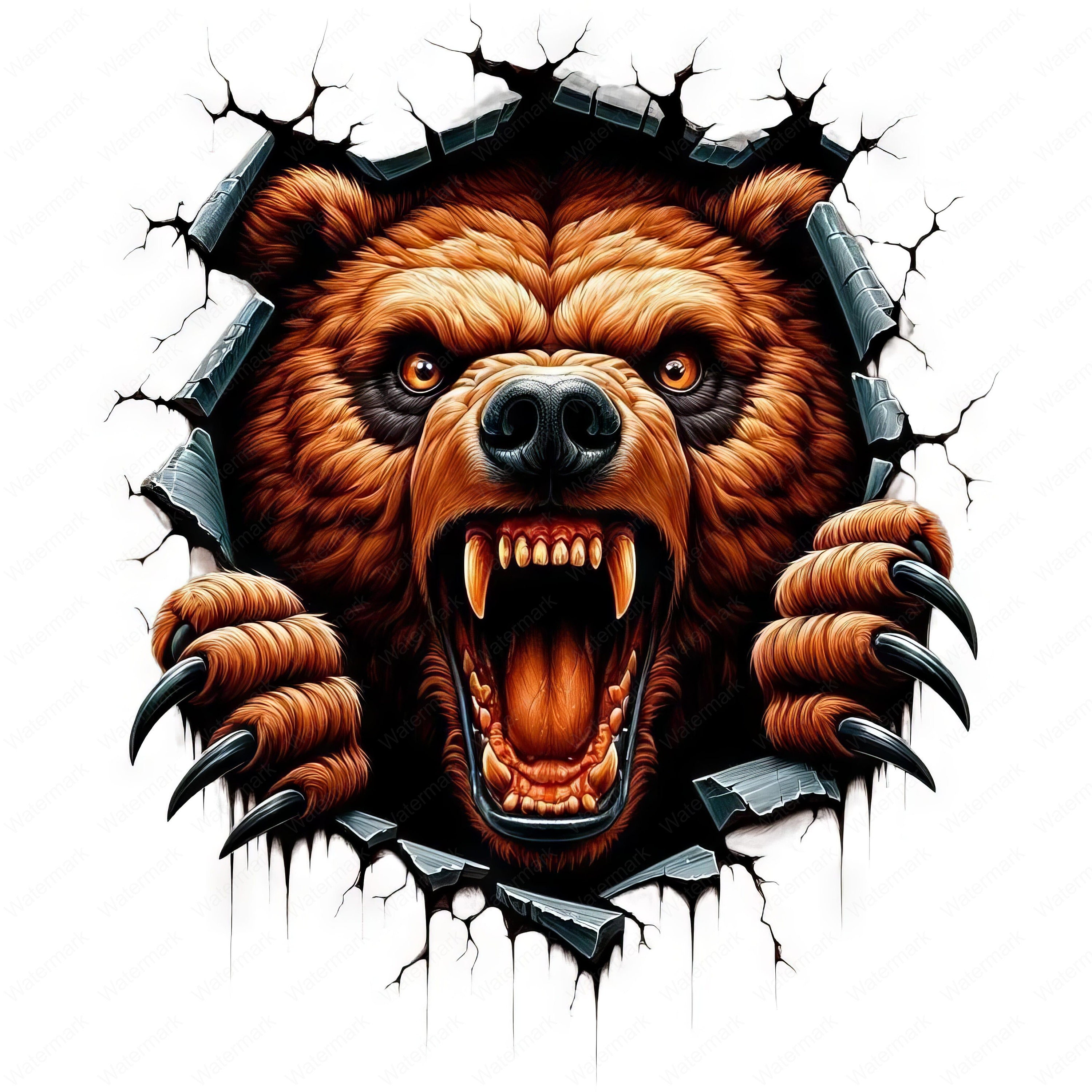 Terrifying Bear Clipart Bundle: Wildlife Art Printables (digital ...