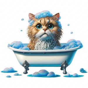 Bath Cat Clipart | Adorable Bath Cat Clipart Bundle | 10 High-quality ...