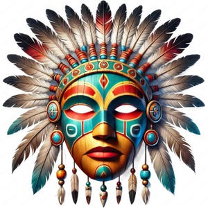 Tribal Mask Clipart: Vibrant Indigenous Art Designs (digital Download ...