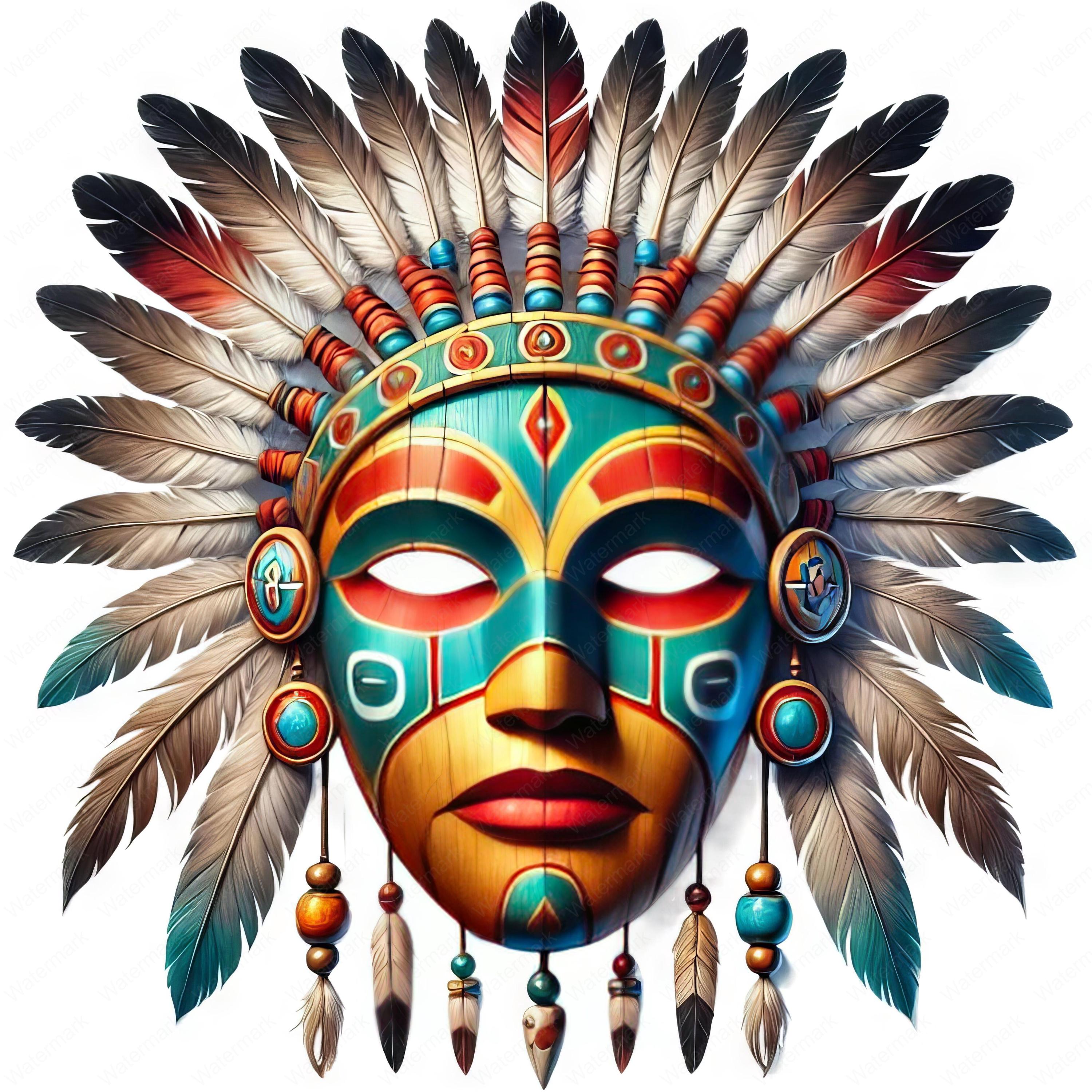 Tribal Mask Clipart: Vibrant Indigenous Art Designs (digital Download ...