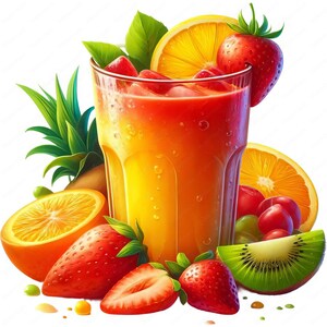 Fruit Smoothie Clipart | Refreshing Summer Clipart Bundle | 10 High ...