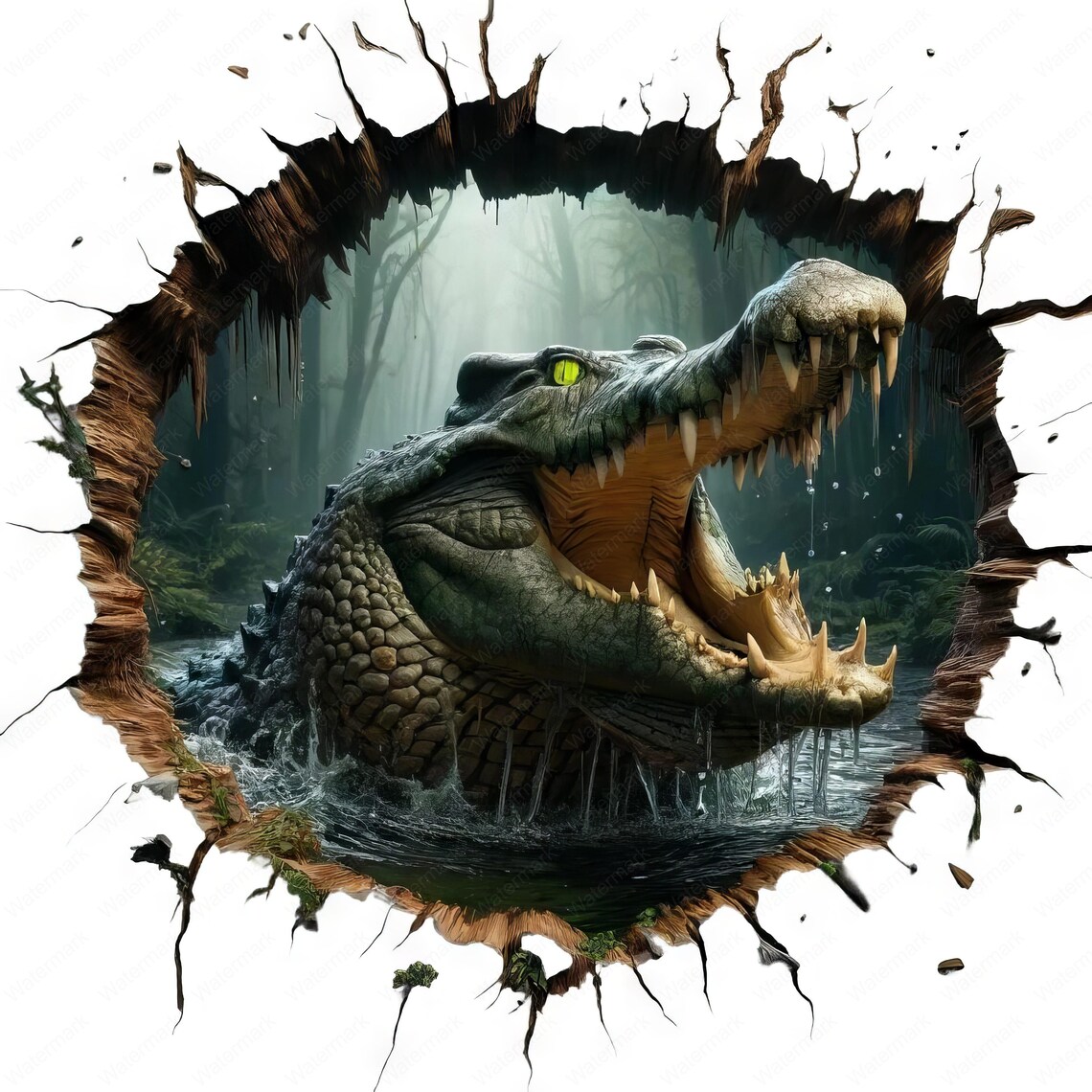 Lifelike Crocodile Clipart Bundle: Reptile Art Printables (digital ...