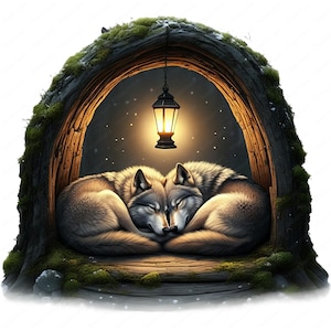 Romantic Wolf Clipart: Heart-shaped Nature PNG Bundle (digital Download ...