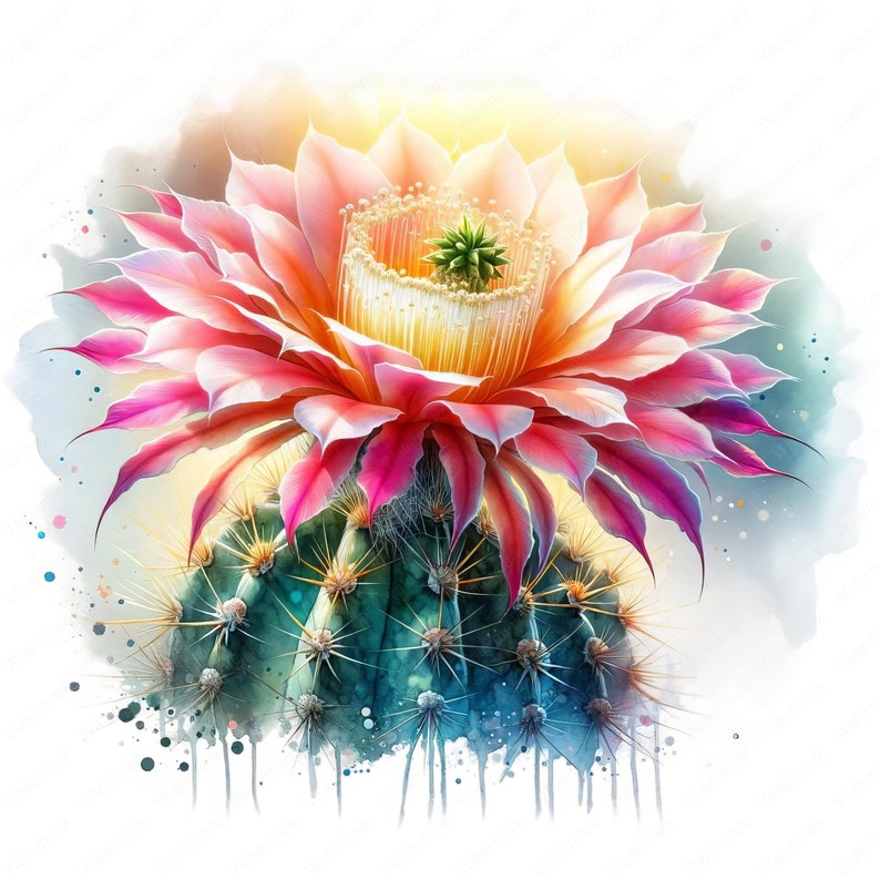 Cactus Flower Clipart | High-quality Floral Designs (digital Download ...