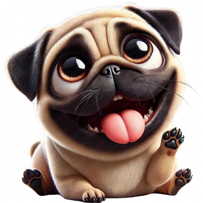 Imágenes prediseñadas de un adorable pug / Arte canino de alta calidad ...