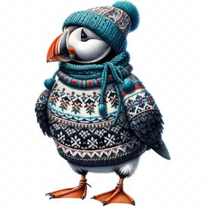 Puffin Knit Clipart | Cozy Puffin Knit Clipart Bundle | 10 High-quality ...