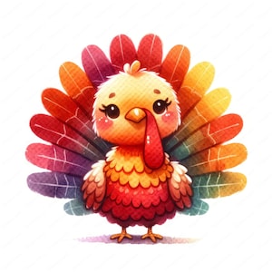 Cute Turkey Clipart Clipart Bundle 10 Adorable Images Thanksgiving Art ...