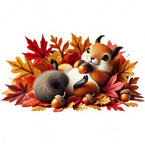 Autumn Squirrel Clipart | Cute Fall Squirrel Clipart Bundle | 10 High ...