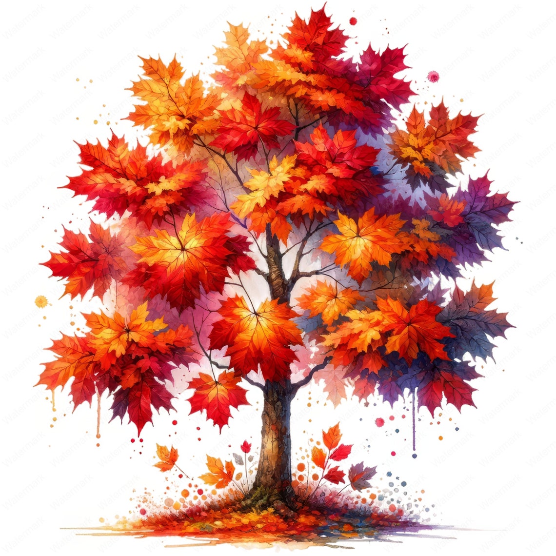 Autumn Maple Tree Clipart Bundle: Vibrant Fall Art (digital Download ...