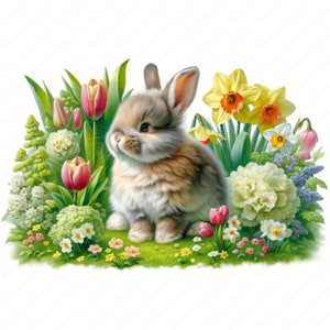 Spring Rabbit Clipart | Charming Spring Rabbit Clipart Bundle | 10 High ...