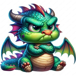 Grumpy Dragon Clipart Bundle: Fantasy Art Printables (digital Download ...