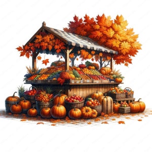 Fall Market Stall Clipart | Cozy Fall Market Stall Clipart Bundle | 10 ...