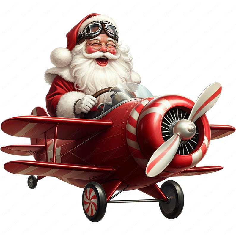 Santa Airplane Clipart: Holiday PNG Bundle (digital Download) - Etsy