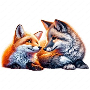 Fox Couple Clipart | Enchanting Fox Couple Clipart Bundle | 10 High ...