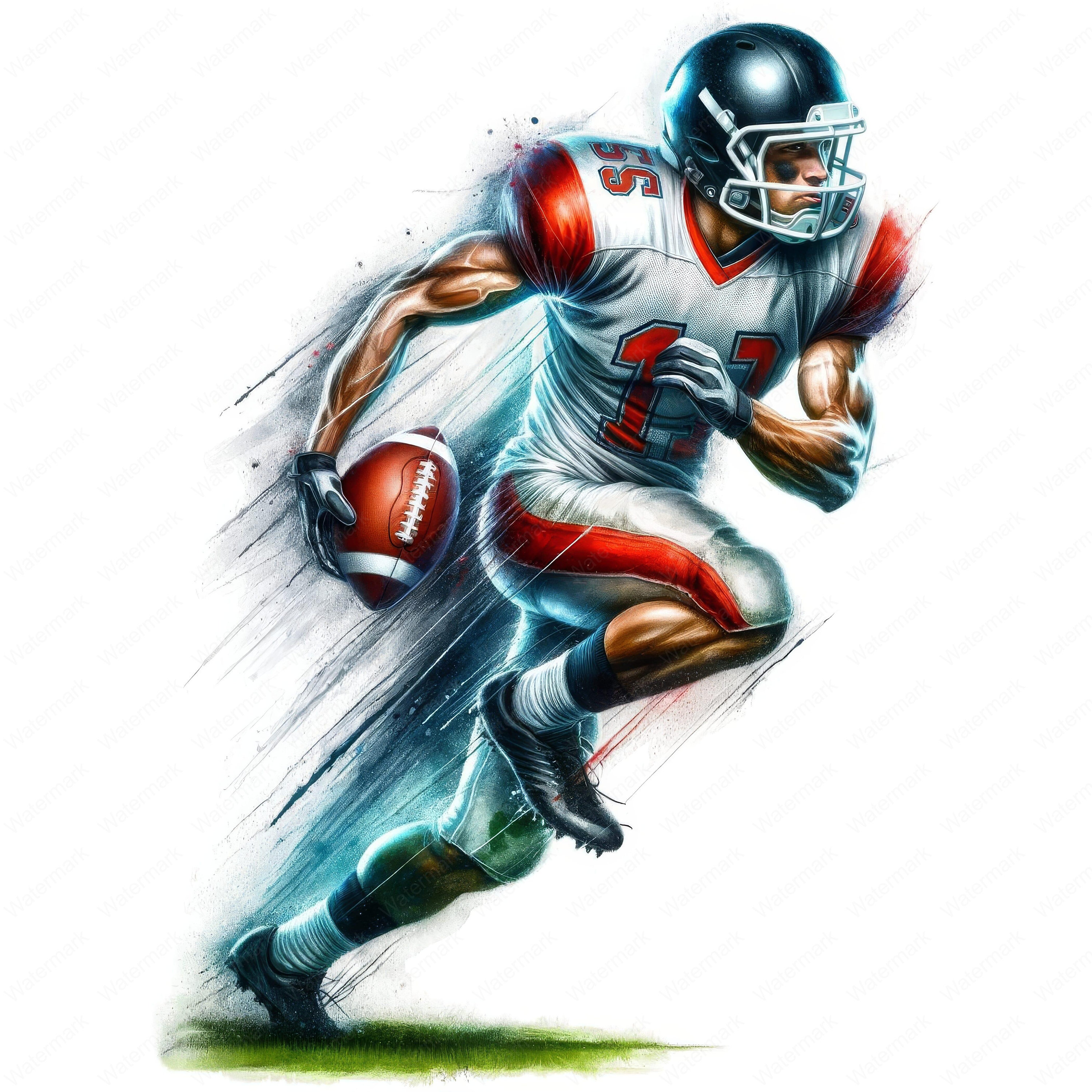 Football Player Clipart Bundle: Dynamic Sports Art (digital Download ...