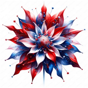 4th of July Flower Clipart | Patriotic Flower Clipart Bundle | 10 High ...