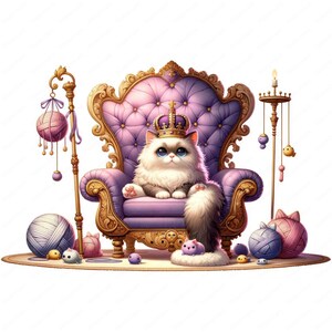 Cute Cat King Clipart | Funny Cat King Clipart Bundle | 10 High-quality ...
