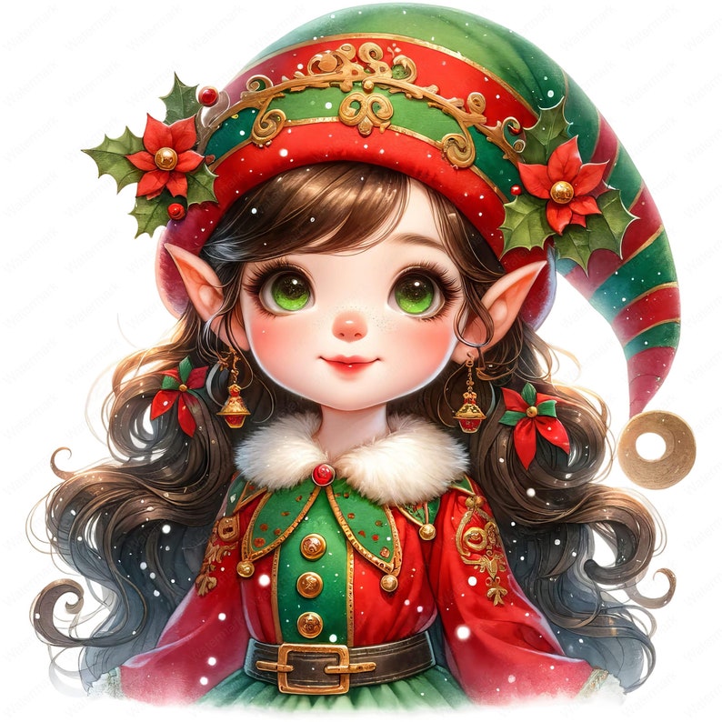 Christmas Girl Elf Clipart: Holiday Art Bundle (digital Download) - Etsy