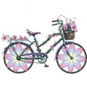 Floral Bicycle Clipart | Vintage Watercolor PNG Bundle | 10 High ...