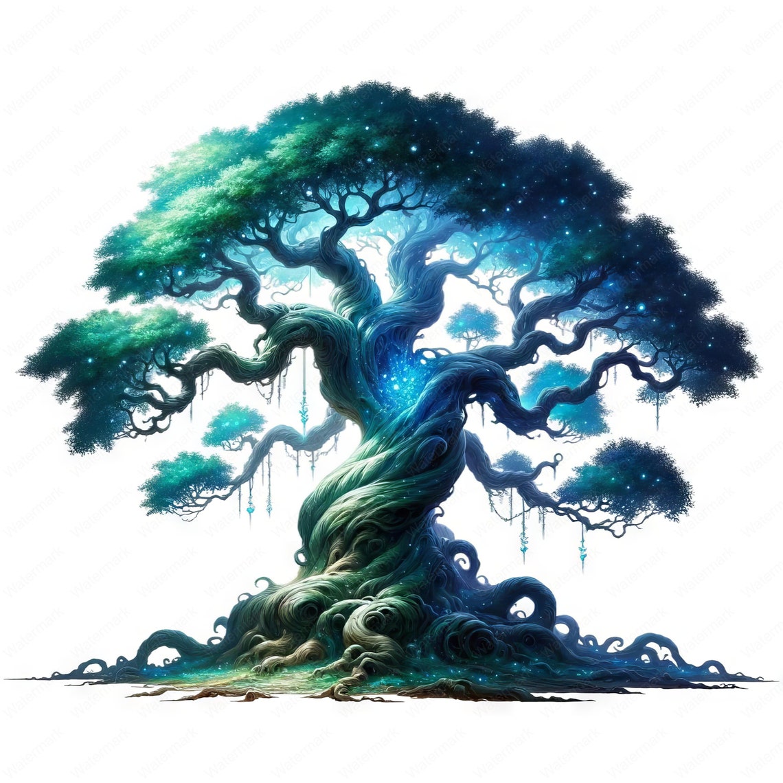 Enchanted Magic Tree Clipart Bundle: Fantasy Art Printables (digital ...