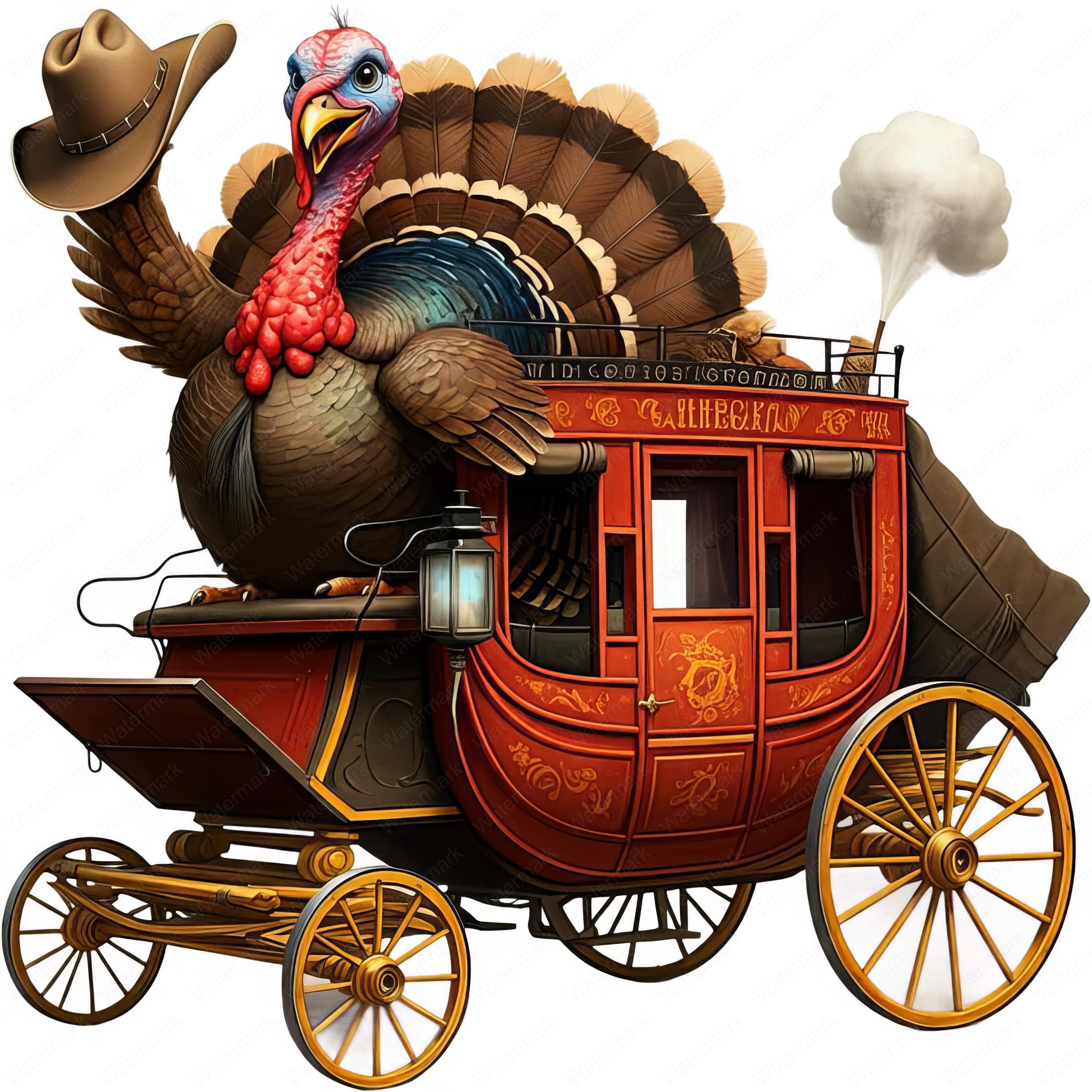 Cowboy Turkey Clipart: 3D Western Cartoon PNG Bundle (digital Download ...