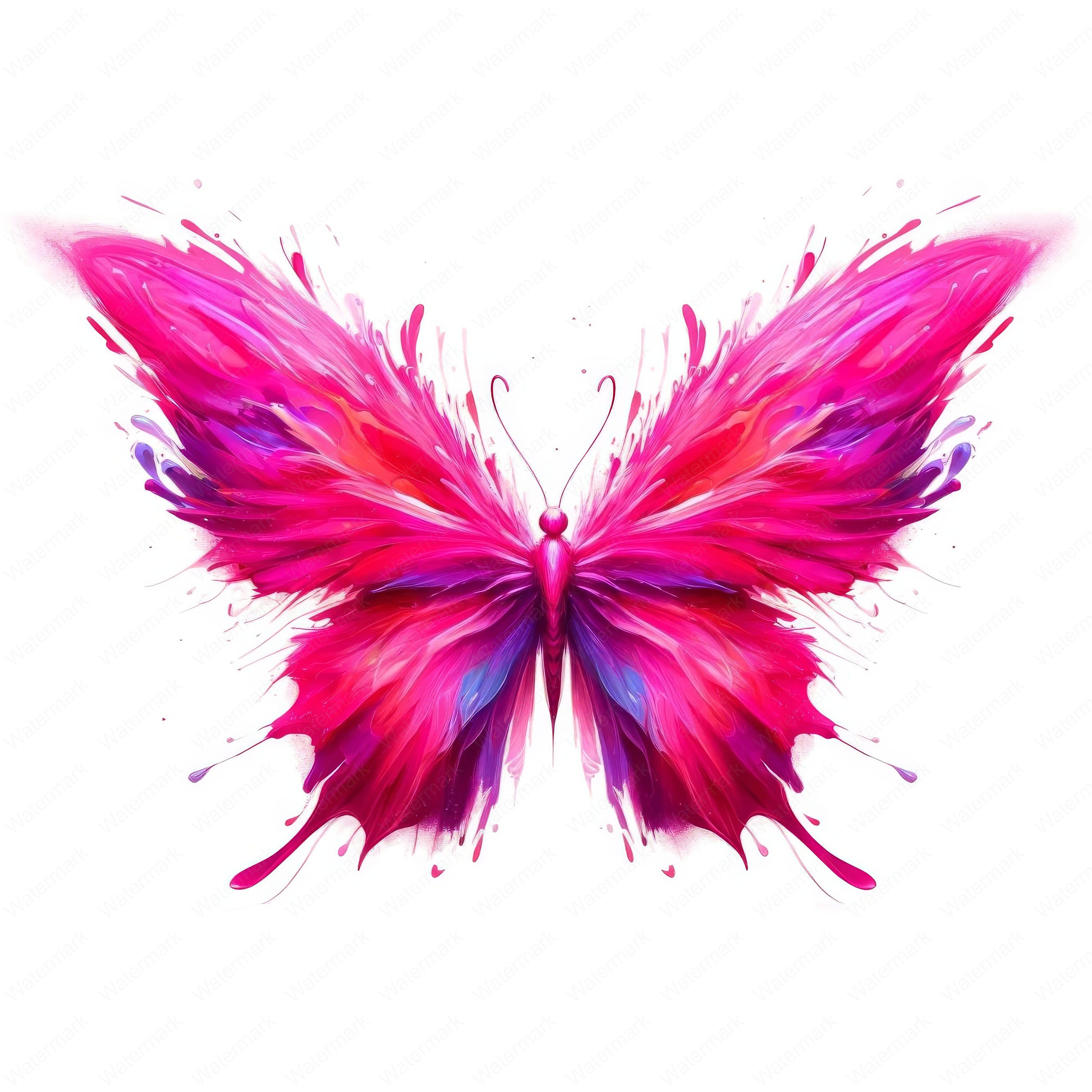 Pink Butterfly Clipart: Abstract Vibrant Designs (digital Download) - Etsy