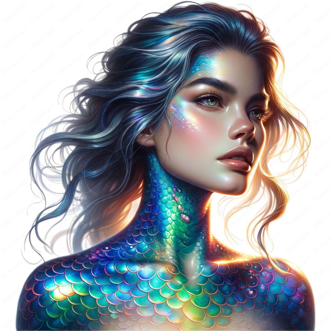 Magical Mermaid Clipart Bundle | Watercolor Ocean Art (digital Download ...