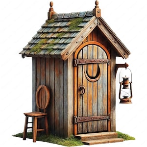 Rustic Outhouse Clipart | Charming Rustic Outhouse Clipart Bundle | 10 ...