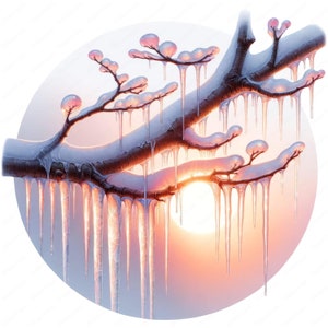 Icicles on Branch Clipart | Icicle Clipart Bundle | 10 High-quality ...