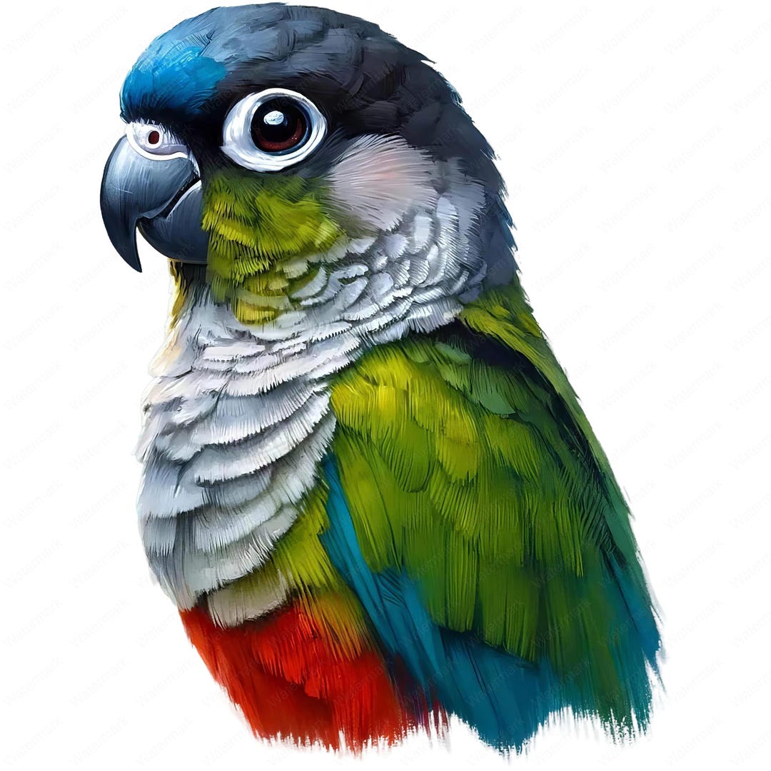 Green Cheek Conure Clipart | Elegant Grey-faced Conure Clipart Bundle ...